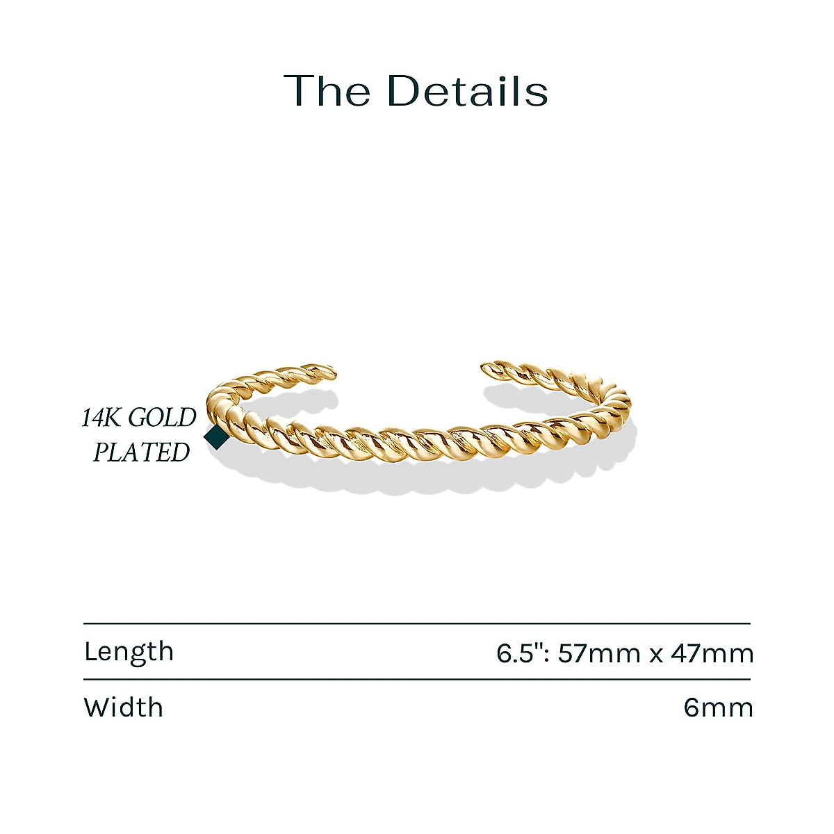 PAVOI 14K Yellow Gold Plated Twisted Chunky Bangle Bracelet | 14K Gold Plated | Lightweight Everyday Jewelry (6.5, Yellow Gold)
