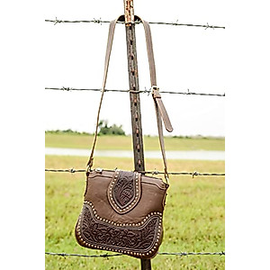 Concealed Carry Tooled Leather Crossbody Purse - Black