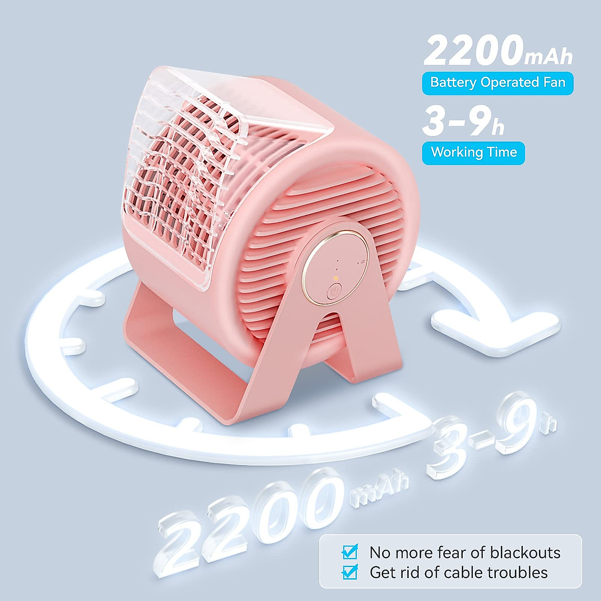 Misby Usb Small Desk Fan, Portable Fans with 3 Speeds Strong Airflow, 5.5 Inch Quiet Table Fan, 60° Rotate Personal Cooling Fan For Bedroom Home Office Desktop Travel (Pink)