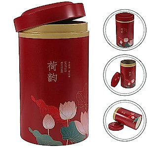 UPKOCH Tea Tin Canister Metal Sealed Coffee Jar with Lid Airtight Tea Container Loose Tea Storage Box Vintage Tinplate Candy Holder for Chocolate Sugar Red