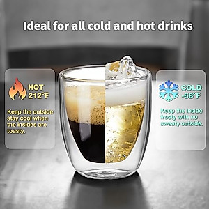 Gencywe Double Walled Espresso Cups Set of 4, 3 Ounce Clear Expresso Coffee Mugs, Espresso Shot Glasses, Double Wall Insulated Espresso Cups Suit for Espresso Machine, Microwave Safe