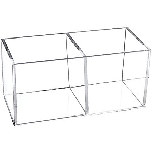 Acrylic Drawer Organizer, Dedoot Clear 2 Compartment 2 Section Makeup Organizer Transparent Plastic Makeup Brush Holder Durable Makeup Jewelry Accessories Storage Organizer, Clear Acrylic Plastic