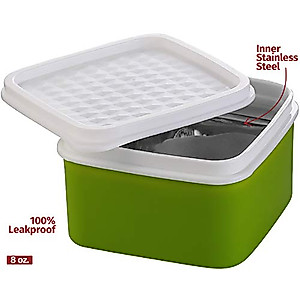 Baby/ Toddler/ Kids Stainless Steel Insulated Food Storage Container Small Leak Proof Lunch Box- 3 pk. 8 oz Snack Containers- Square Thermal Food Container With Airtight Lid On The Go, School, Daycare