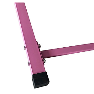 X-Factor 5 Ft Horizontal Bar Athletic Teens Adjustable Gymnastics 280 LB Capacity Children Junior Training Kip Bars Pink with 4' Ft x 8' Ft Gymnastic Mat Set