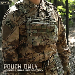 WYNEX Tactical Large Admin Pouch of Double Layer Design, Molle EDC EMT Utility Pouch with Map Sleeve Modular Tool Pouch Large Capacity Flag Patch Included