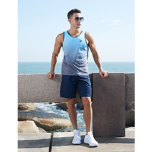 EZRUN Men's Tank Tops Quick Dry Workout Swim Beach Shirts Sleeveless Shirts for Bodybuilding Gym Fitness Training