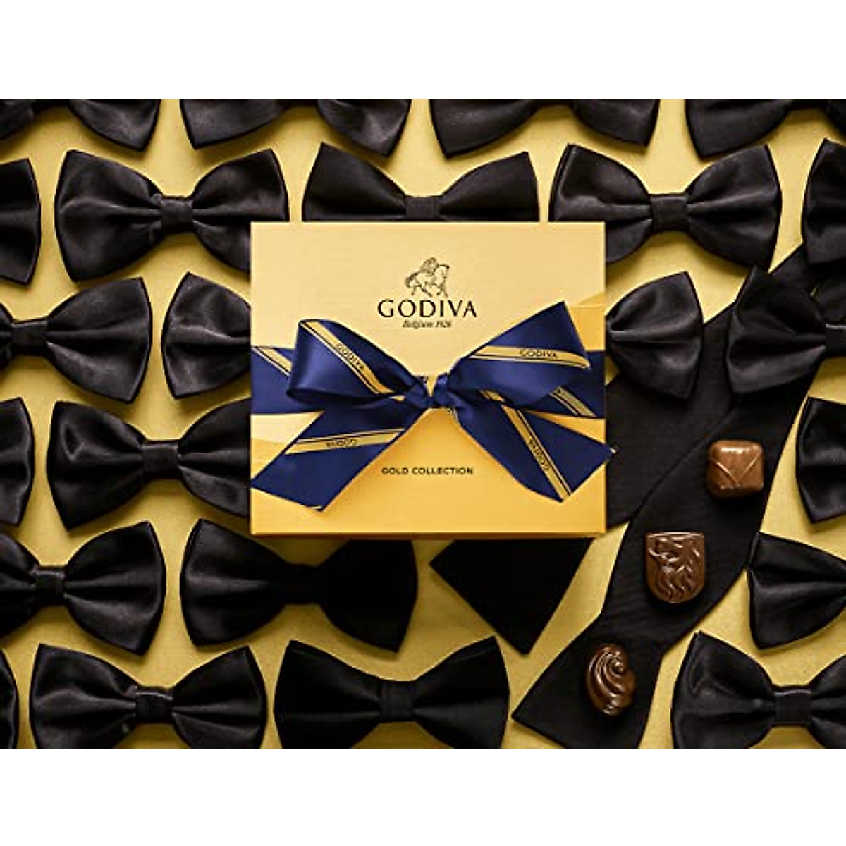 Godiva Chocolatier Assorted Chocolate Gold Gift Box, Striped Ribbon, Great Gift, Father's Day Gift, 36 pc