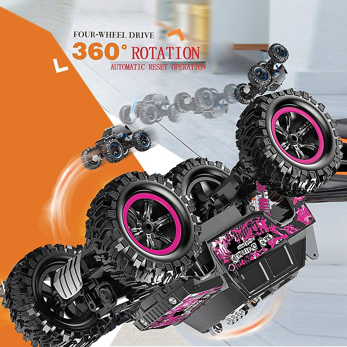 Songtai Remote Control Car, Purple Rc Truck 4x4 Off-Road Waterproof Function 360° Rotation, Suitable for Boys, Girls, Adult and Children's Toy