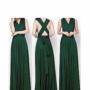 Women's Transformer Convertible Multi Way Wrap Long Prom Maxi Dress V-Neck High Low Wedding Bridesmaid Evening Party Grecian Dresses Boho Backless Halter Formal Cocktail Dance Gown Green Small
