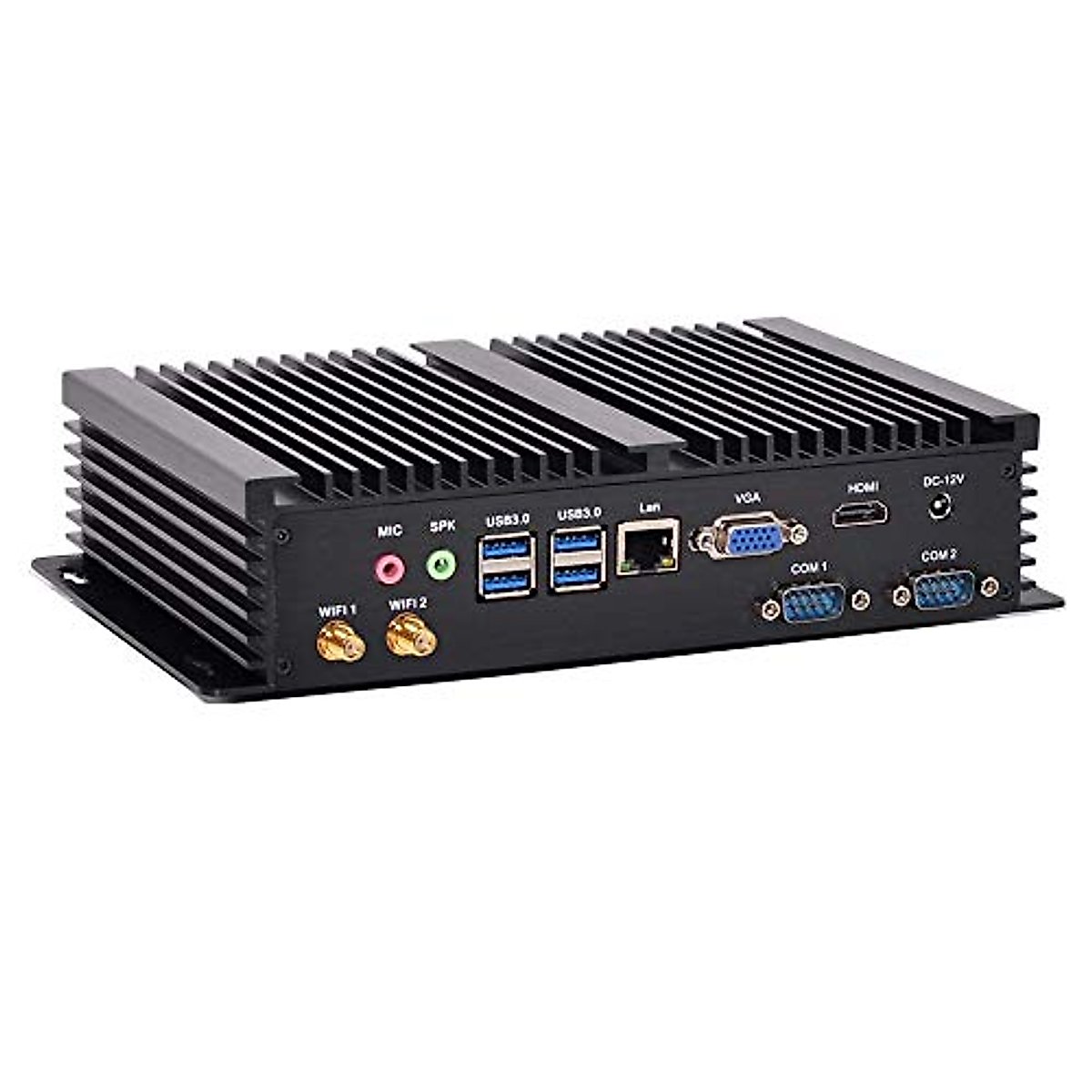 PARTAKER Windows 10 Industrial PC, Fanless Mini Desktop Computer with Intel Core Quad Core CPU i7 8550U 8565U, 32GB RAM, 512GB SSD, 1xNICs, 4xUSB 3.0, 2xCOM RS232, HDMI,VGA,Wi-Fi