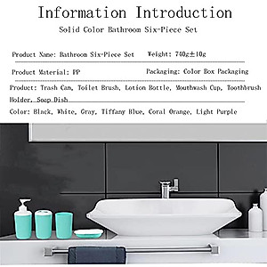 BAWAQAF Bathroom Set,Bathroom Decor Sets Accessories,6 Pcs Lavender Bathroom Accessories Set,Bathroom Accessory Set,Bathroom Accessories Set with Trash Can