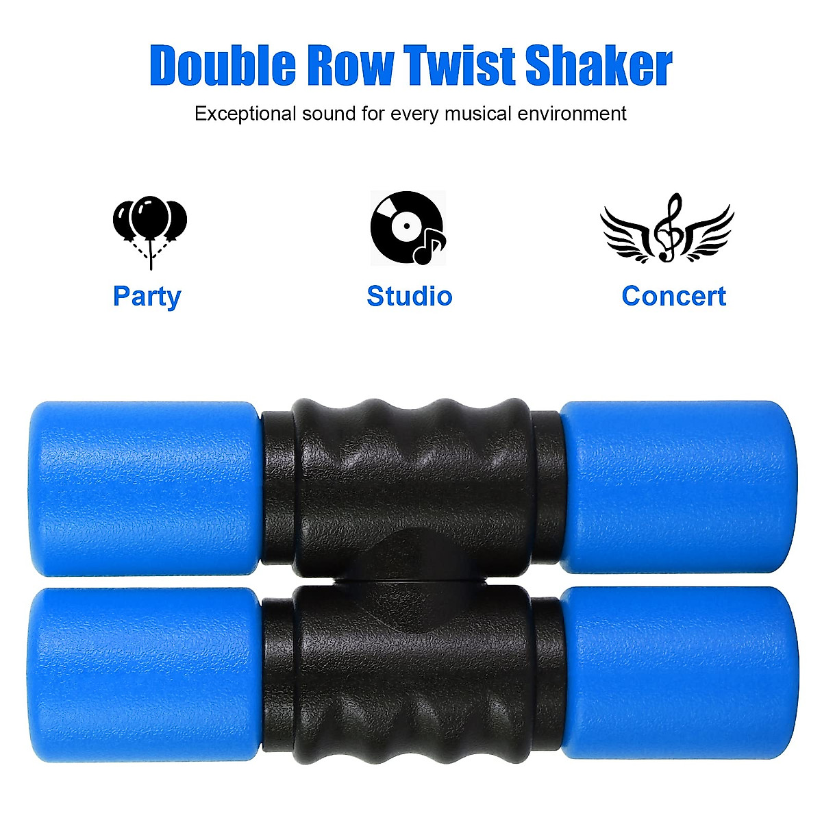 RANMING Twist Shake ABS Double Row Shakers Percussion Instruments Medium Volumelatin Percussion Instruments for Accompaniment,Studio,Band,Drummers (Blue)