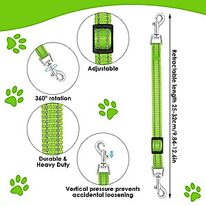 Cobee Dog Collar Clips, 2 Pcs Reflective Nylon Puppy Collar, Backup Collar, Safety Adjustable Pet Dog Collar Harness Connector, Double Ended Backup Clasp Clip for Dog Puppies(Green, Pink)