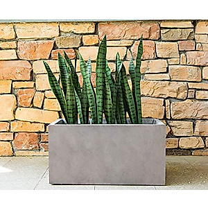 Kante 31.1" L Long Rectangular Concrete Planter, Large Outdoor Indoor Garden Pots with Drainage Hole and Rubber Plug, Weathered Concrete