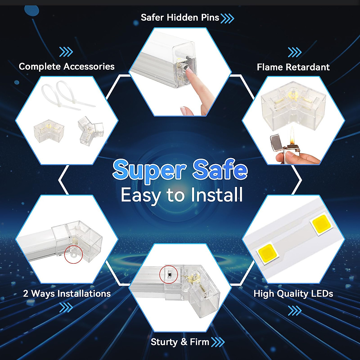 JESLED Hexagon Garage Lights, 192W 21120LM Super Bright Hexagon Ceiling Light, 5 Grid Systems Hexagon Led Garage Lights for Warehouse, Workshop, Car Detailing Shop, Basement, and Gym