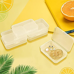 YASUOA 6 Pack Rectangle Mini Storage Containers Box with Hinged Lid, Storage Containers for Business Card, Crafts Accessories, Screws, Drills, Battery, Tiny Bead (3.5x2.5inch)