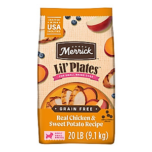 Merrick Lil’ Plates Premium Grain Free Dry Dog Food For Small Dogs, Real Chicken And Sweet Potato Kibble - 20.0 lb. Bag