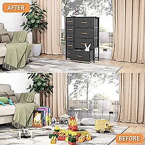 VredHom Fabric Dresser Storage Organizer, 9 Drawers Dresser Fabric Storage Closets Storage Units Organizer Tower Steel Frame Wooden Top for Bedroom, Hallway,Nursery, Entryway