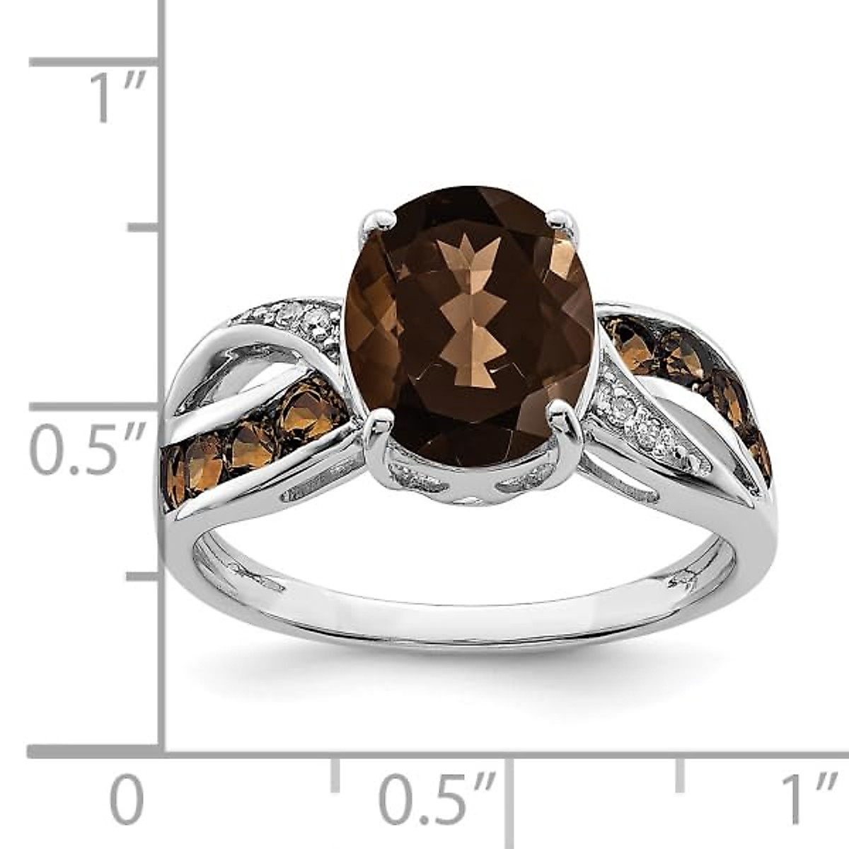 IceCarats 925 Sterling Silver Diamond Brown Smoky Quartz Ring Gemstone Band Size 10