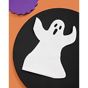 xo, Fetti Ghost Napkins - 3-ply, 50 pcs | Halloween Decoration, Spooky Season Tablescape, Haunted House Party, Kids Table Setting Decor
