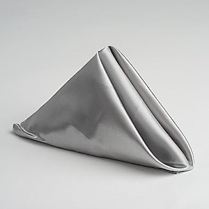 TABLECLOTHSFACTORY 20"x20" Silver Wholesale Satin Linen Napkins for Wedding Birthday Party Tableware - 5 PCS