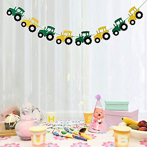 3pcs Tractor Banner Felt Bunting Banner Garland Sign Baby Shower Boy Birthday Party Indoor Outdoor Decor
