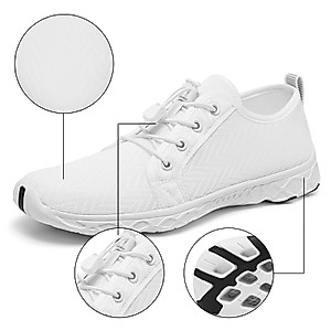 Racqua Men Women Water Shoes Beach Quick Dry Lightweight Shoes Swim Pool Fishing Sport Breathable Surfing Aqua Shoes White 10 Women/9 Men