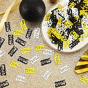 JULBEAR 2025 New Years Confetti, New Year Party Supplies Black Gold Silver 2025 Confetti New Year Eve Decorations 2025 Nye Table Centerpiece for Happy New Year Gift New Years Theme Events Decorations