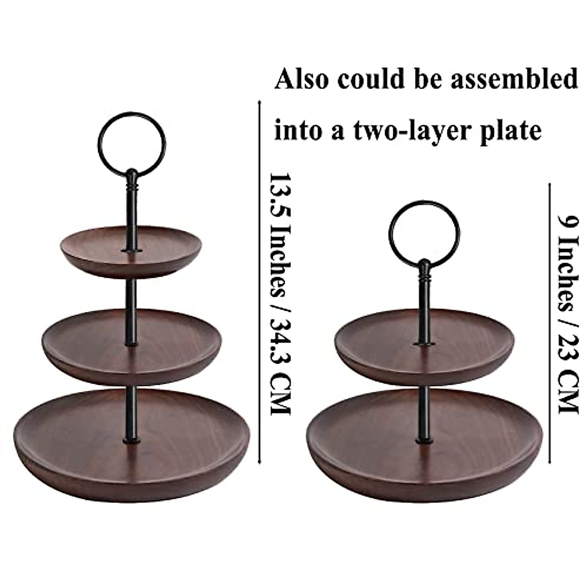 15 Inches 3-Tier Cupcake Black Stand Hardware Fittings, Metal Mold Circular Holder DIY Making for Fruit Plate Cake Stand Snack Tray Replacement Parts Tea Party Wedding Decor (6 Sets - Black Round)