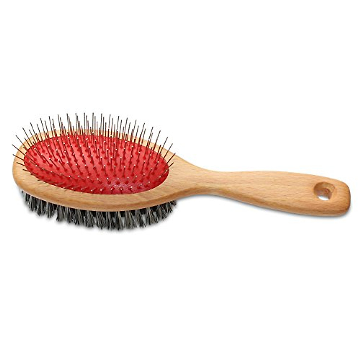 Mars Professional 1" Pin and Bristle Mane and Tail Brush for Horses, Stainless Steel, Nylon Bristle, Wooden Handle, Made in Germany