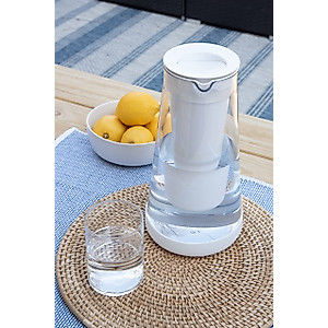 LifeStraw Home - Water Filter Pitcher, 7-Cup, White, Glass with Silicone Base, White, for everyday protection against bacteria, parasites, microplastics, lead, mercury, PFAS and a variety of chemicals