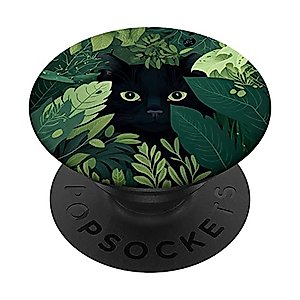 Cute Cat Hiding in Botanical Garden Aesthetic Funny Kitten PopSockets Swappable PopGrip