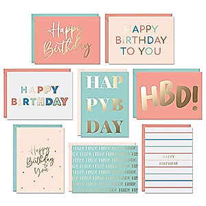 Set of 24 Gold Foil Bulk Birthday Cards Assortment – Bulk Happy Birthday Card with Envelopes Box Set – Assorted Blank Birthday Cards for Women, Men, and Kids in a Boxed Card Pack