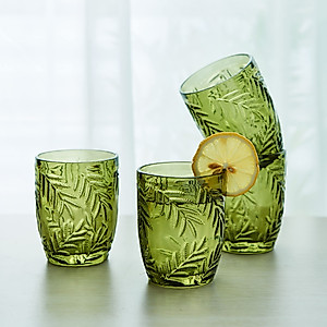 Fitz and Floyd Villa Palm Rocks Double Old Fashioned, Set of 4, Green