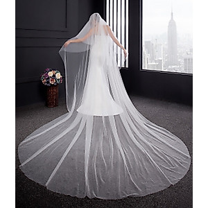EllieHouse Women's 2 Tier Simple Ivory Wedding Bridal Veil With Metal Comb L11IV