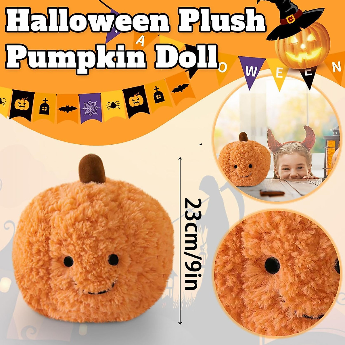 Pumpkin Pillow, Soft Stuffed Pumpkin Doll, for Halloween Thanksgiving Decorations Party Home Decor Pumpkin Decor (1pcs)