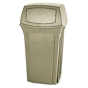 Rubbermaid Commercial 843088BG Ranger Fire-Safe Container, Square, Structural Foam, 35gal, Beige