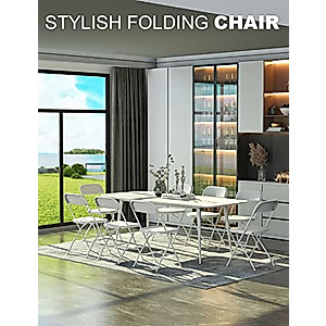 Nazhura Foldable Folding Chairs Plastic Outdoor/Indoor 650LB Weight Limit (White, 4 Pack)