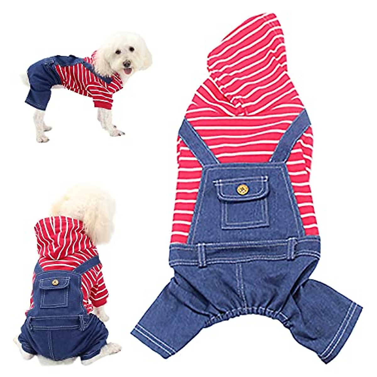 Sweatshirt for Dog Girl Fat Classic Four Piece Elastic Jeans Dog Clothes Legged One Stripe Pet Clothes Small Dog Sweater