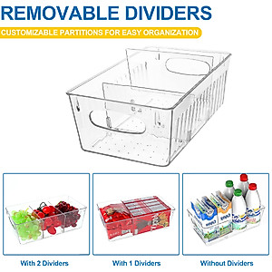 8pcs Refrigerator Organizer Bins with Lids - Clear Plastic Storage Bins, Stackable Food Fridge Organizers with Cutout Handles, Fruit Vegetable Storage Containers for Kitchen Pantry Organization