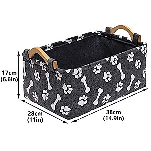 Morezi Felt Dog Storage Box and Puppy Toy Box Dog Clothes Box - Idea for organizing pet Toys, Blankets, leashes and Dry Food Grey