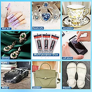 B-7000 Super Adhesive Glue, Industrial Strength B7000 Glues Paste for Rhinestones Crafts, Clothes Shoes, Fabric, Jewelry Making, Cell Phones, Tablet, Wood, Rubber, Leather Textile (2x50 ml/2.1 oz)