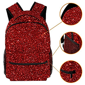 GYDGS Red Glitter Sequins Pattern Large Backpack for Boys Girls SchoolBag with Multiple Pockets Canvas 29.4x20x40cm/11.5x8x16 in