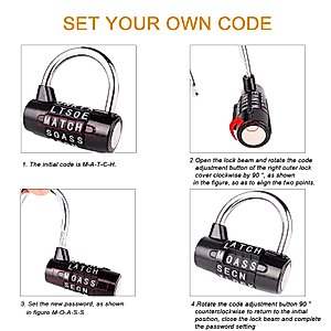 NBYT Combination Padlocks Portable Zinc Lock with Code and Letter/Word Combination Ideal for lockers, Gym, gate, Fence, Toolbox, case, hasp Storage and Outdoor use - 5-Letter Dial Lock.