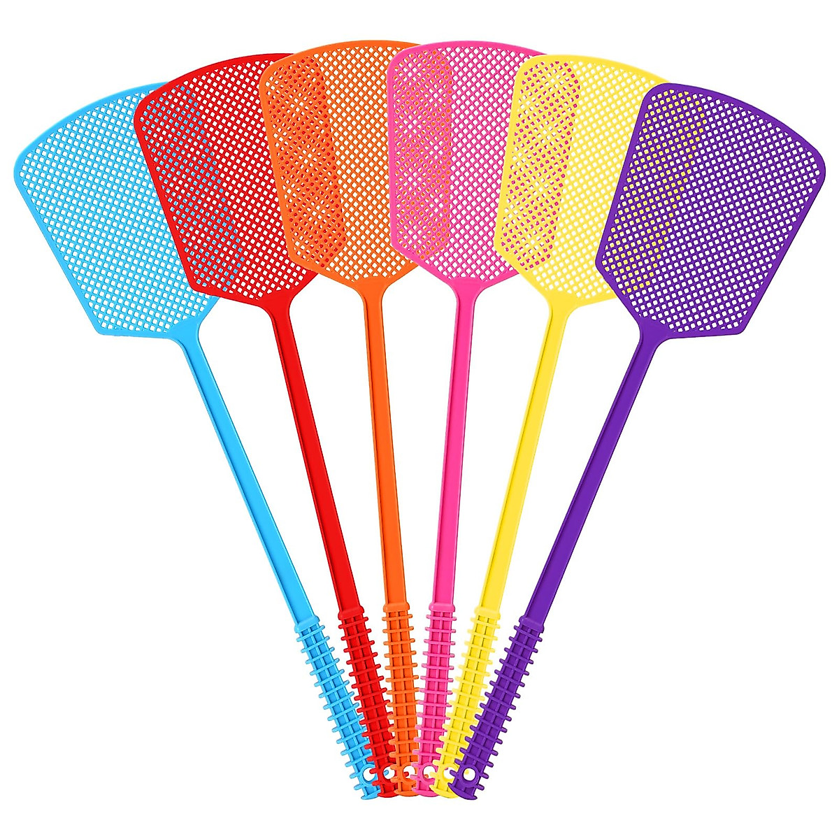 Fly Swatter,Plastic Flyswatters Multi-Pack,6 Bulk Vibrant Colorful Fly Killer,Long Handle Bug Swatter for Indoor and Outdoor