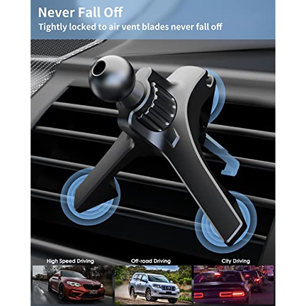 ZOOAUX Universal Air Vent Clip for Wireless Car Charger & Car Mount, Ultra Strong Anti-Shake Vent Grip for Most Car Phone Mount Holders with Joint Ball [Diameter 0.67 in (17mm)]