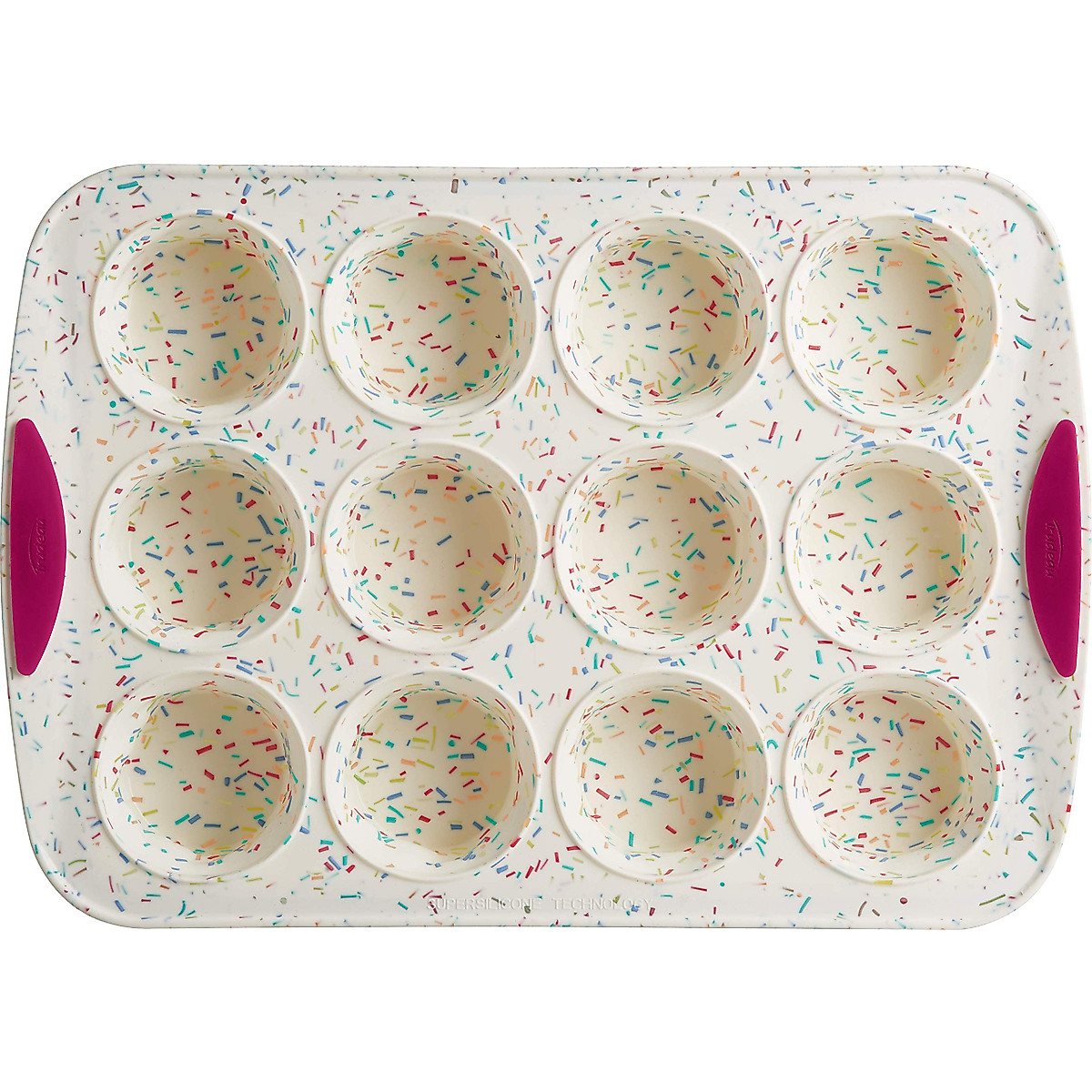 Trudeau - 5118553 Trudeau Structured Silicone Muffin Pan, 12 Cup, Confetti/Fuschia