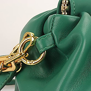 Women's Chain Pouch Bag Cloud-Shaped Dumpling Clutch Purse Ruched Fashion Trendy Shoulder Crossbody Handbag Chain Link Bag (Green)