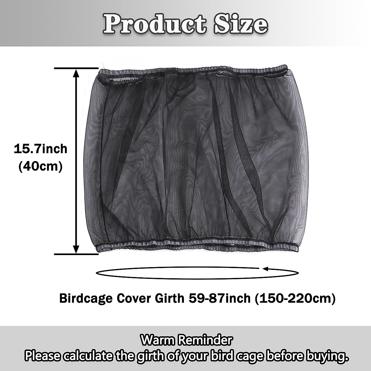 Bird Cage Seed Catcher, Bird Cage Net Cover Adjustable Bird Cage Netting Seed Catcher for Bird Cages Seed Catcher Guard Net Cover Bird Cage Skirt for Parrot Parakeet Macaw Round Square Cages - Black