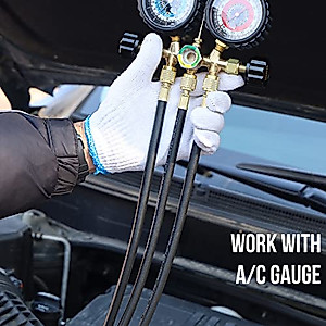 Lichamp 3 Pieces 5FT AC HVAC Manifold Gauge Hose Kit with Ball Valve and 4 Pieces Hose Adapters Fits R134A R410A R404A R12 R22 R502 R1234YF Refrigerants